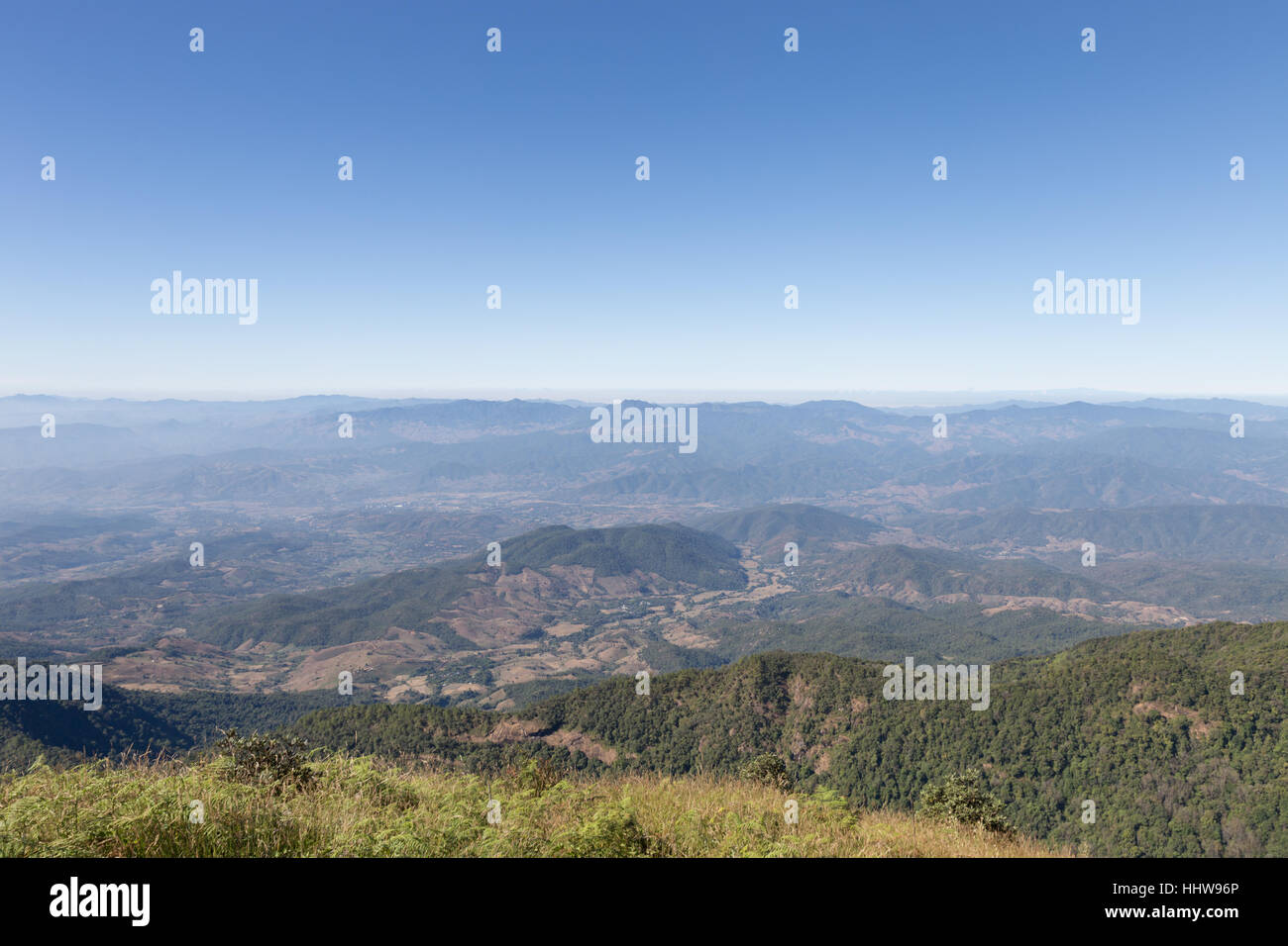 mountain landscape at Kew Mae Pan Nature Trail at Doi Inthanon National ...