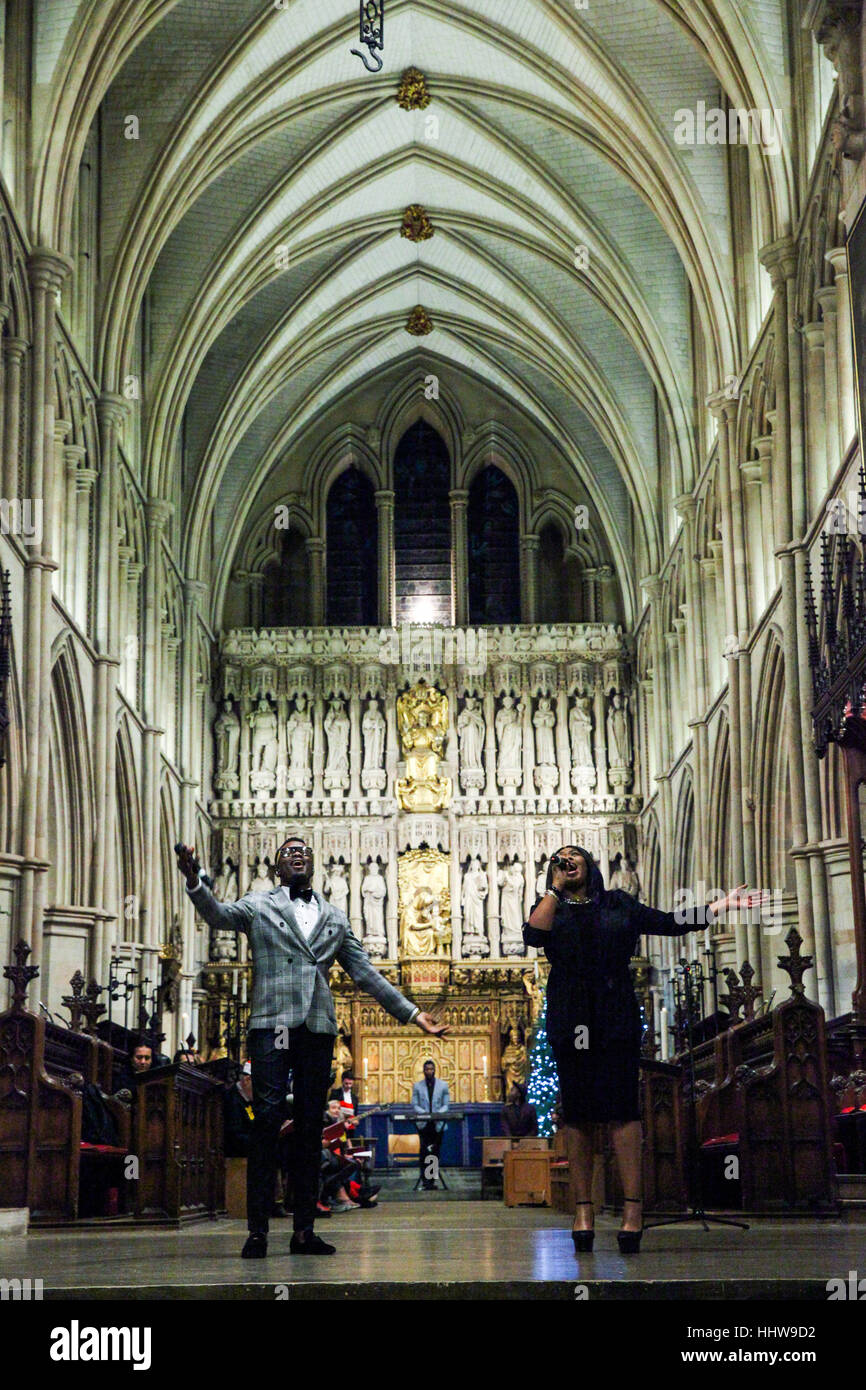 Faith Child performing at the Christmas Carol Service at Southwark ...