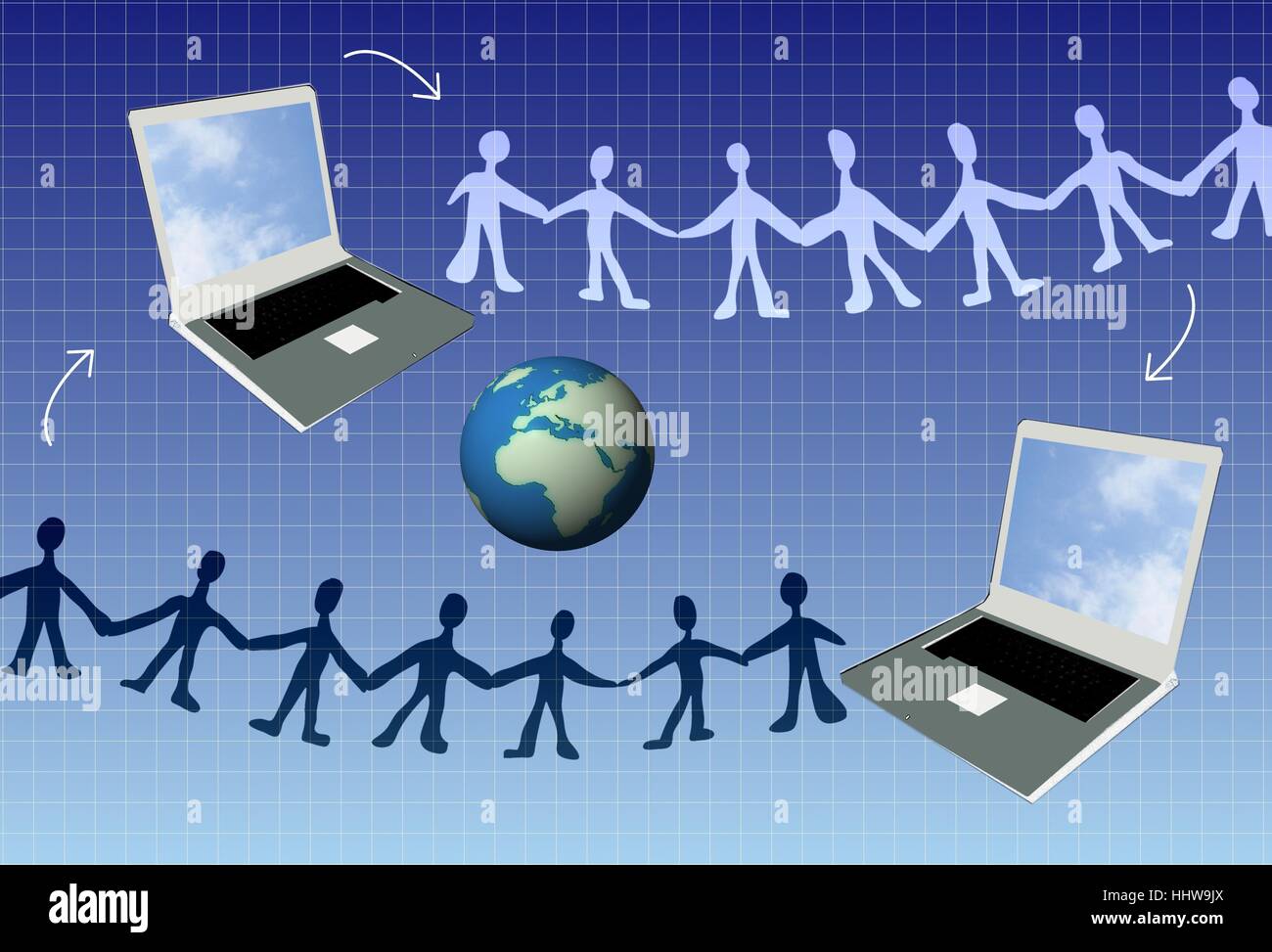 Paper chain people globe hi-res stock photography and images - Alamy