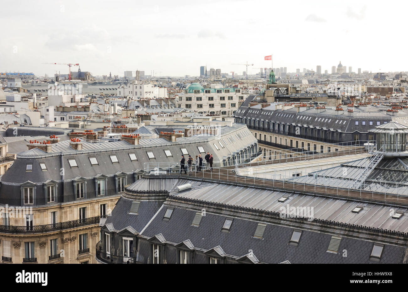 View of rooftops of Paris from the rooftop of Galeries Lafayette Paris ...