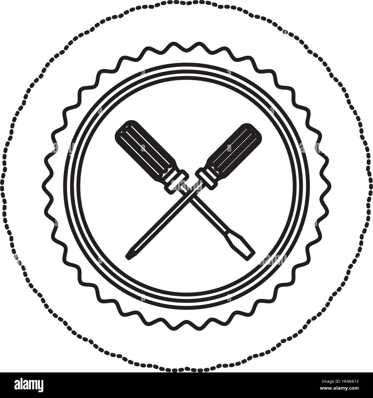 monochrome silhouette sticker with circular frame with crossed ...