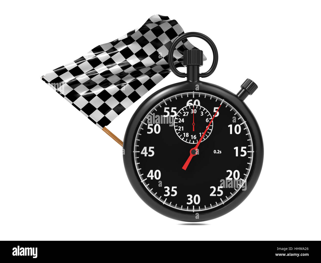 Stopwatch with checkered flag. Start - finish Stock Photo - Alamy