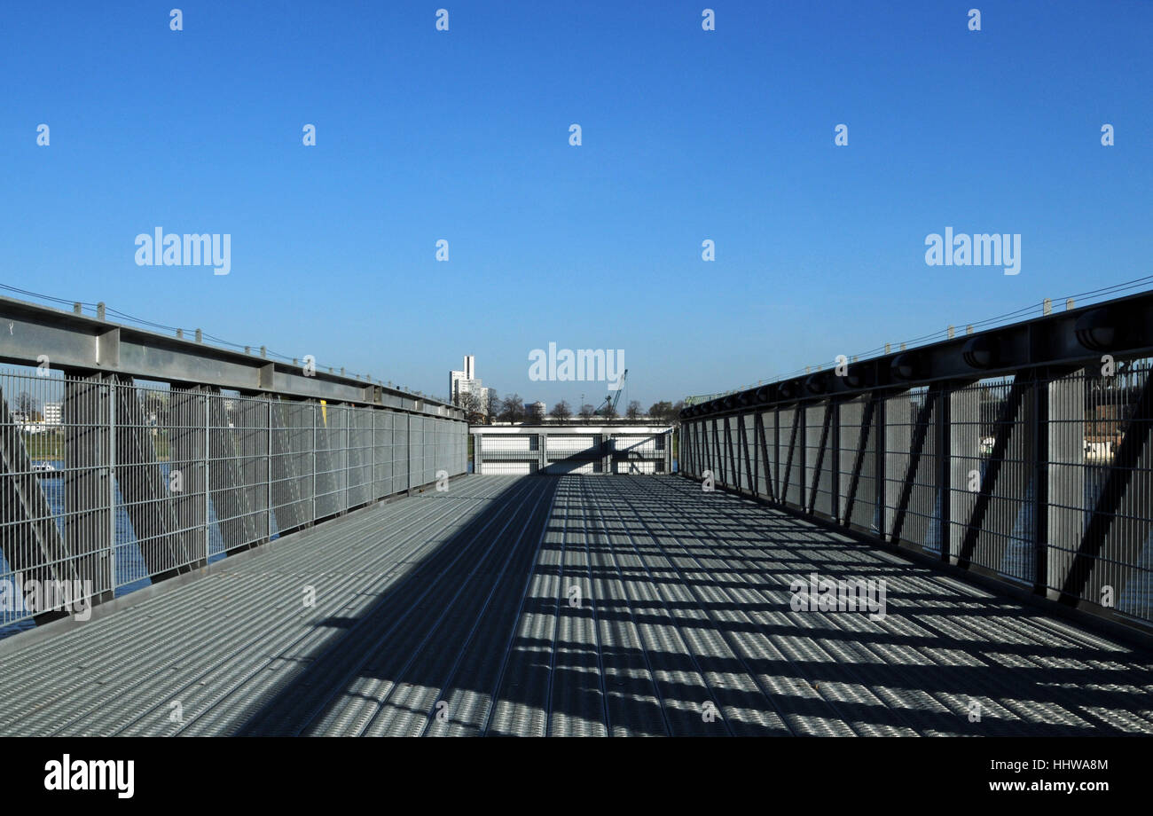 cologne, rhine, steel, steel construction, chromium, material, blue ...