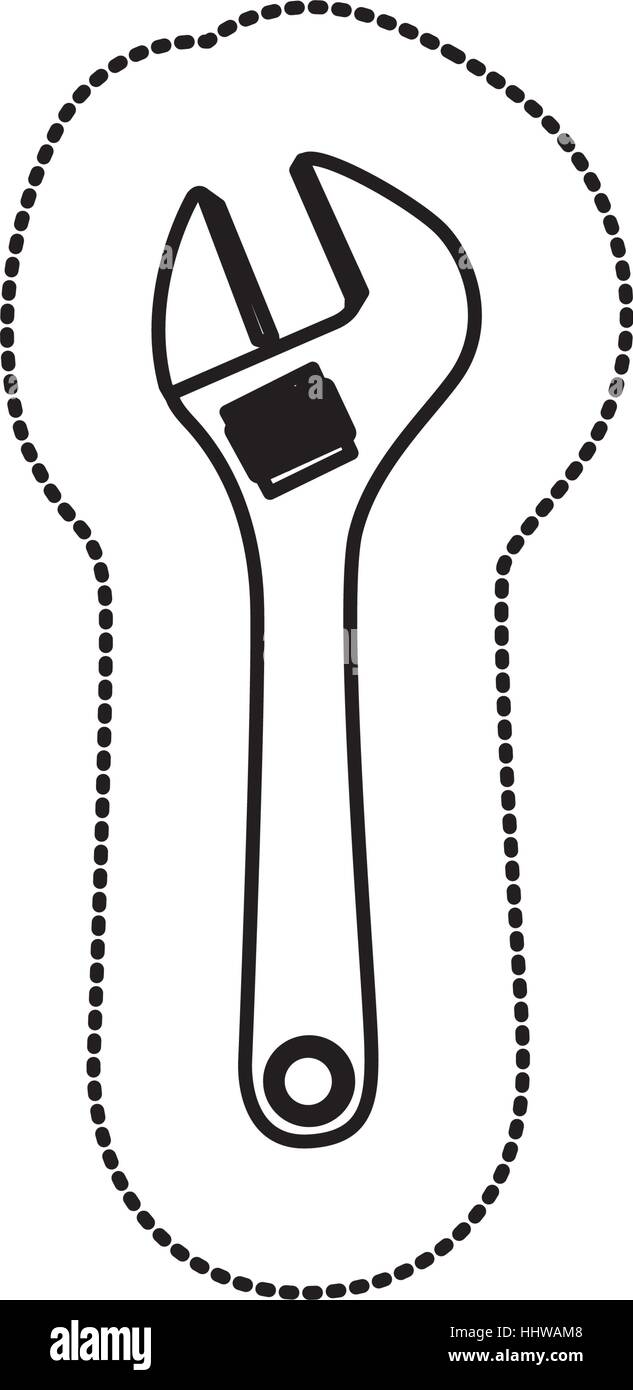 sticker monochrome with big wrench vector illustration Stock Vector ...