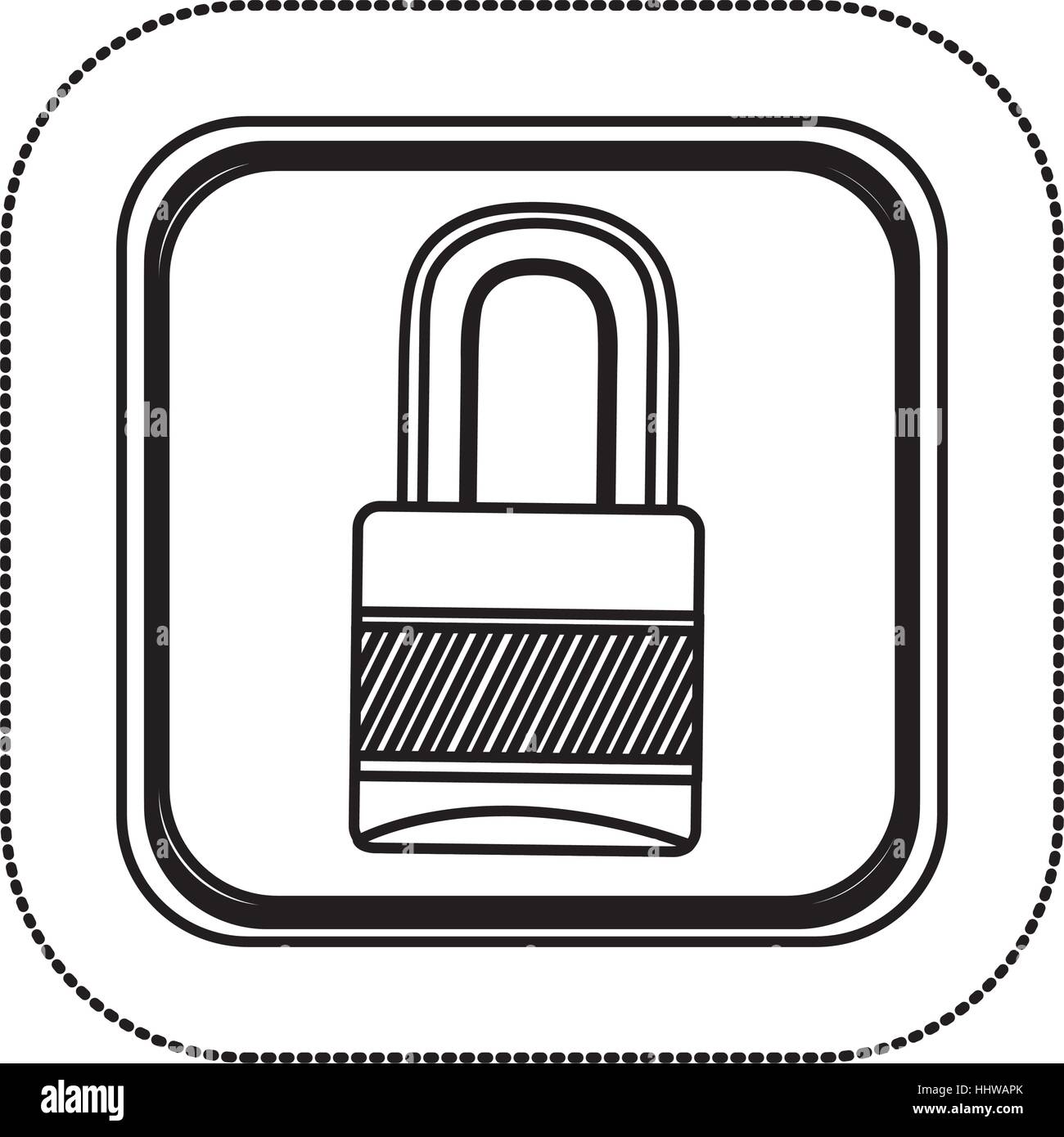 monochrome sticker with padlock in frame vector illustration Stock ...