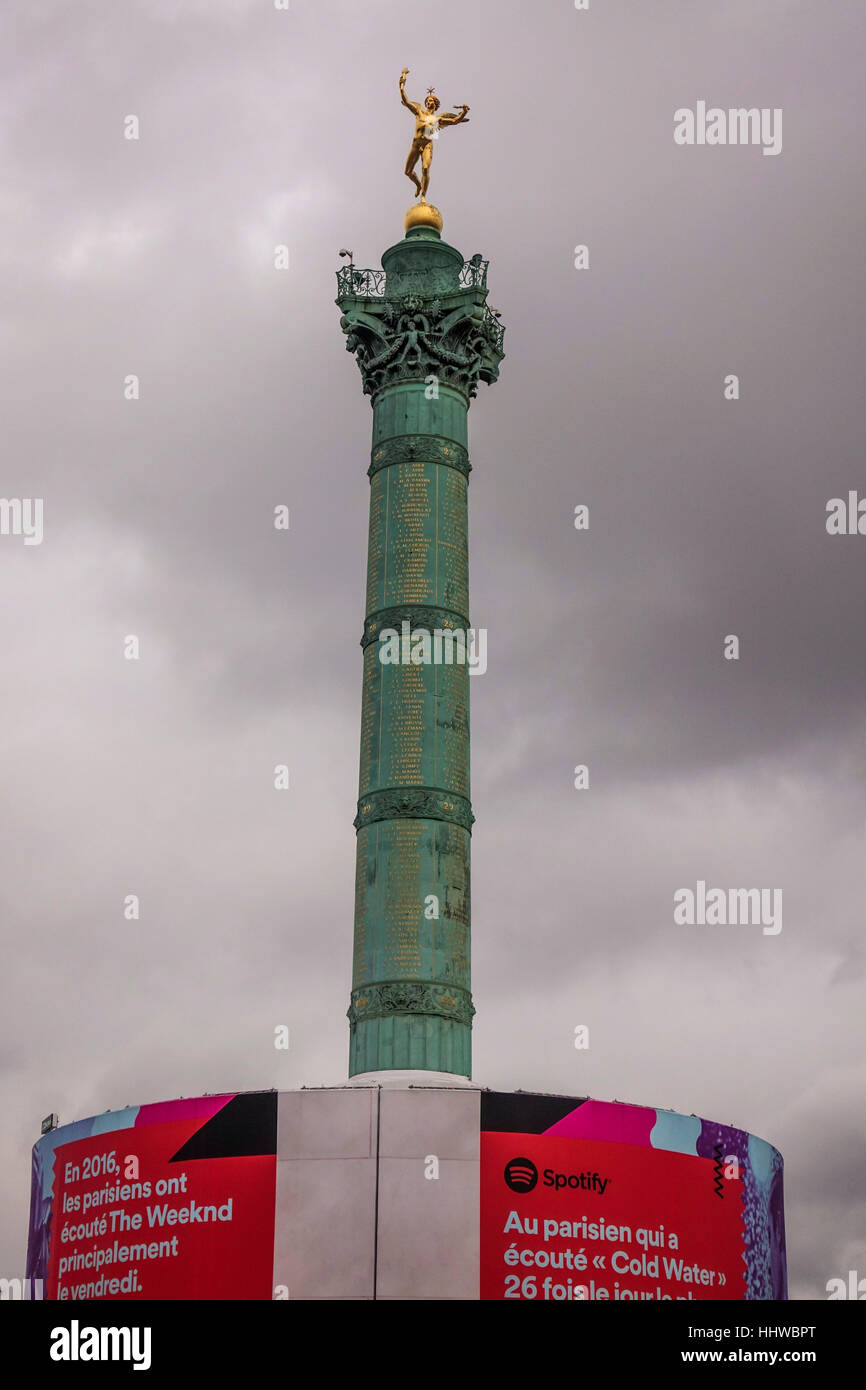 Place de la Bastille July Column Paris France Stock Photo - Alamy
