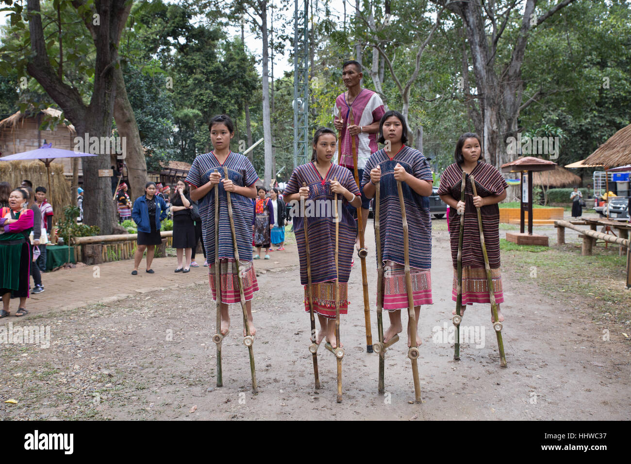 Chiang Mai, Thailand - January 11, 2017: Thailand hill tribe standing ...