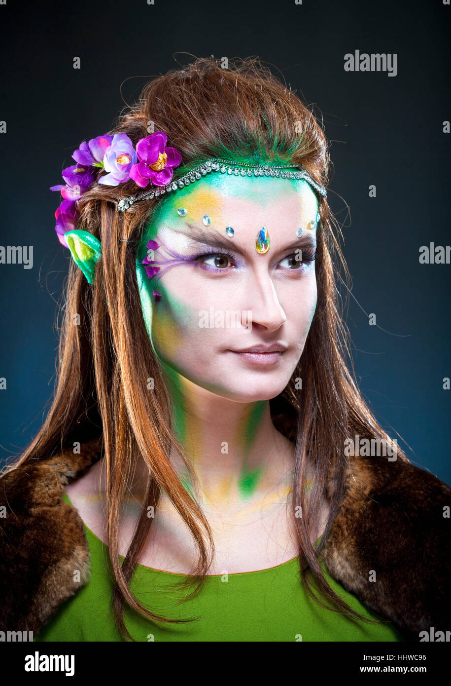 Portrait of a Beautiful Elf with Long Hair Stock Photo - Alamy