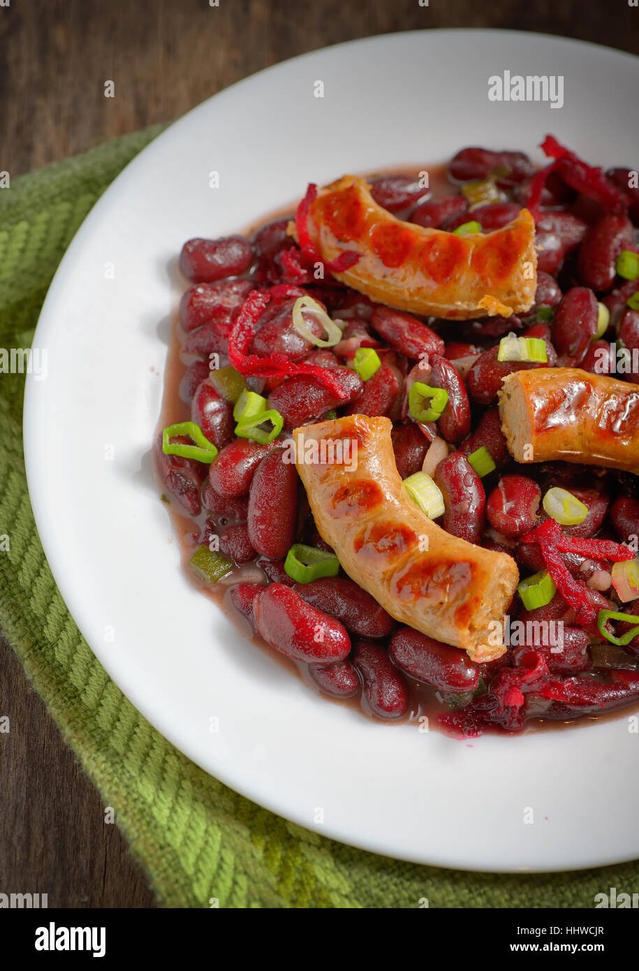 Red beans meal and sausages Stock Photo - Alamy