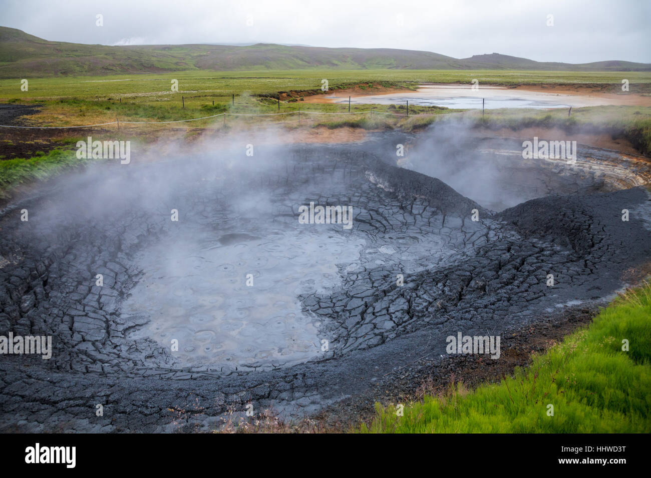 Bubbling mud pools at the Krysuvik Geothermal Area in Reykjanes ...