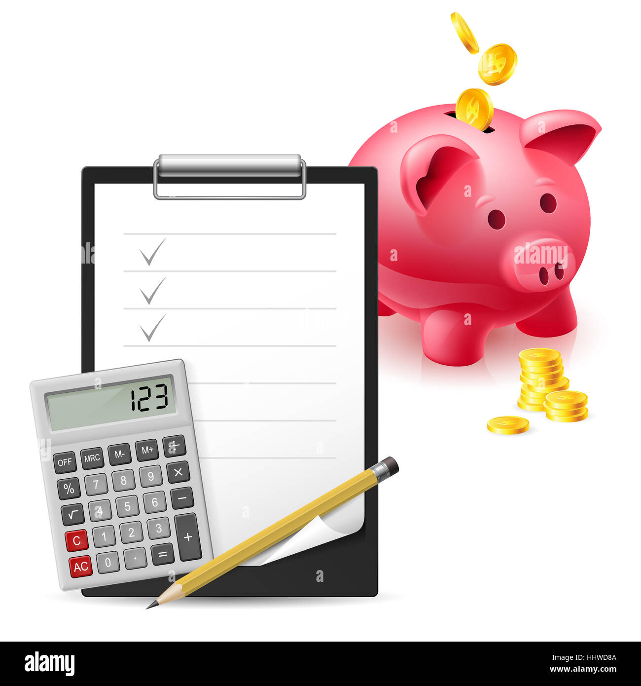 Paper document dollar sign checklist hi-res stock photography and ...