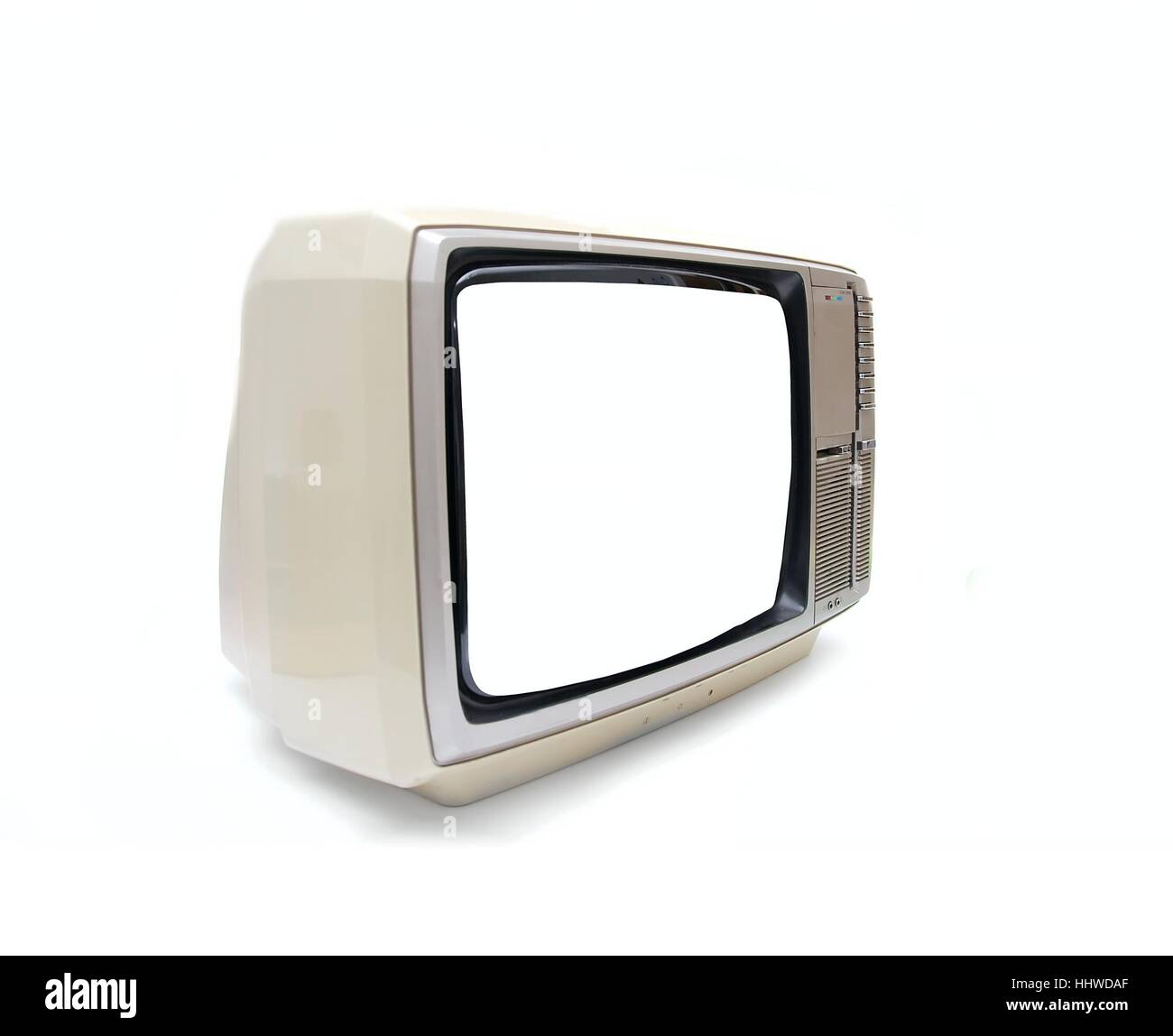 Vintage TV set with blank screen on white background Stock Photo - Alamy