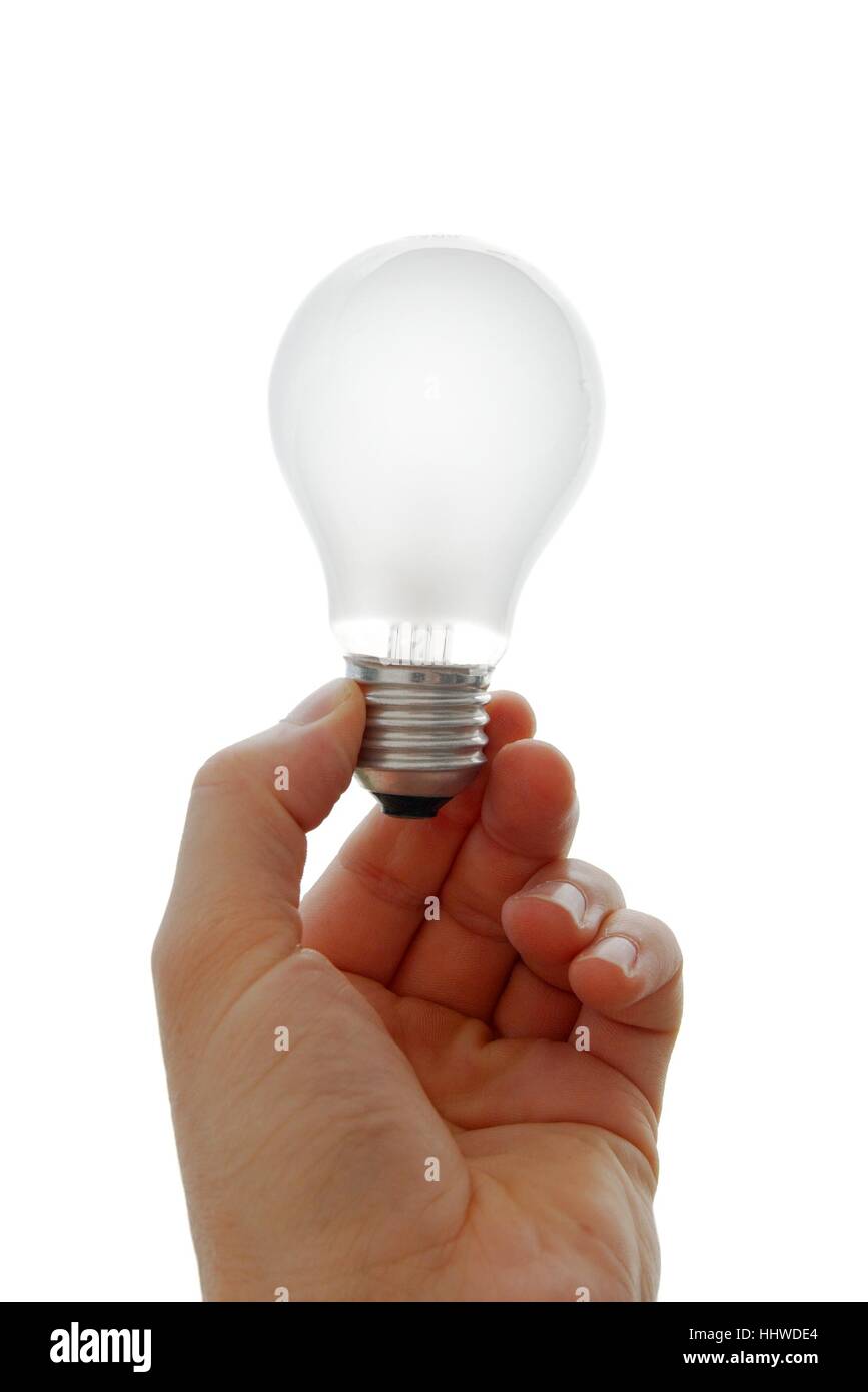 Lightbulb in a hand isolated on white background Stock Photo - Alamy