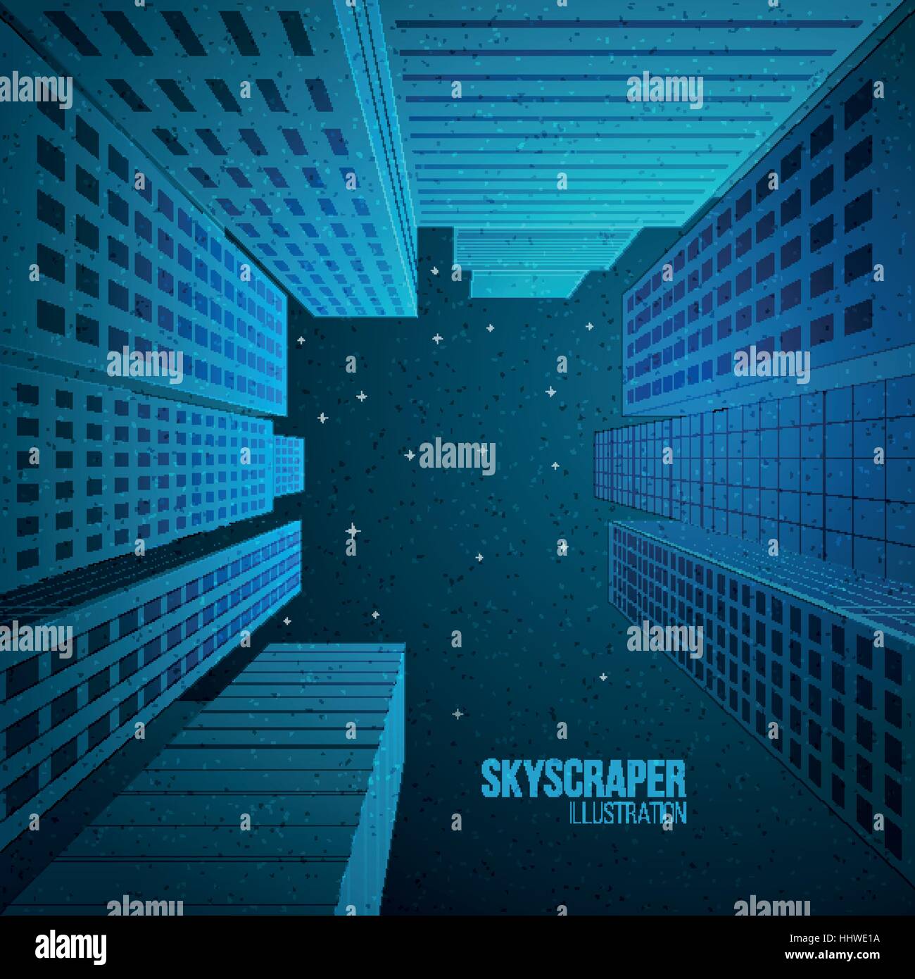 Tall skyscrapers in starry night. Vector illustration Stock Vector ...