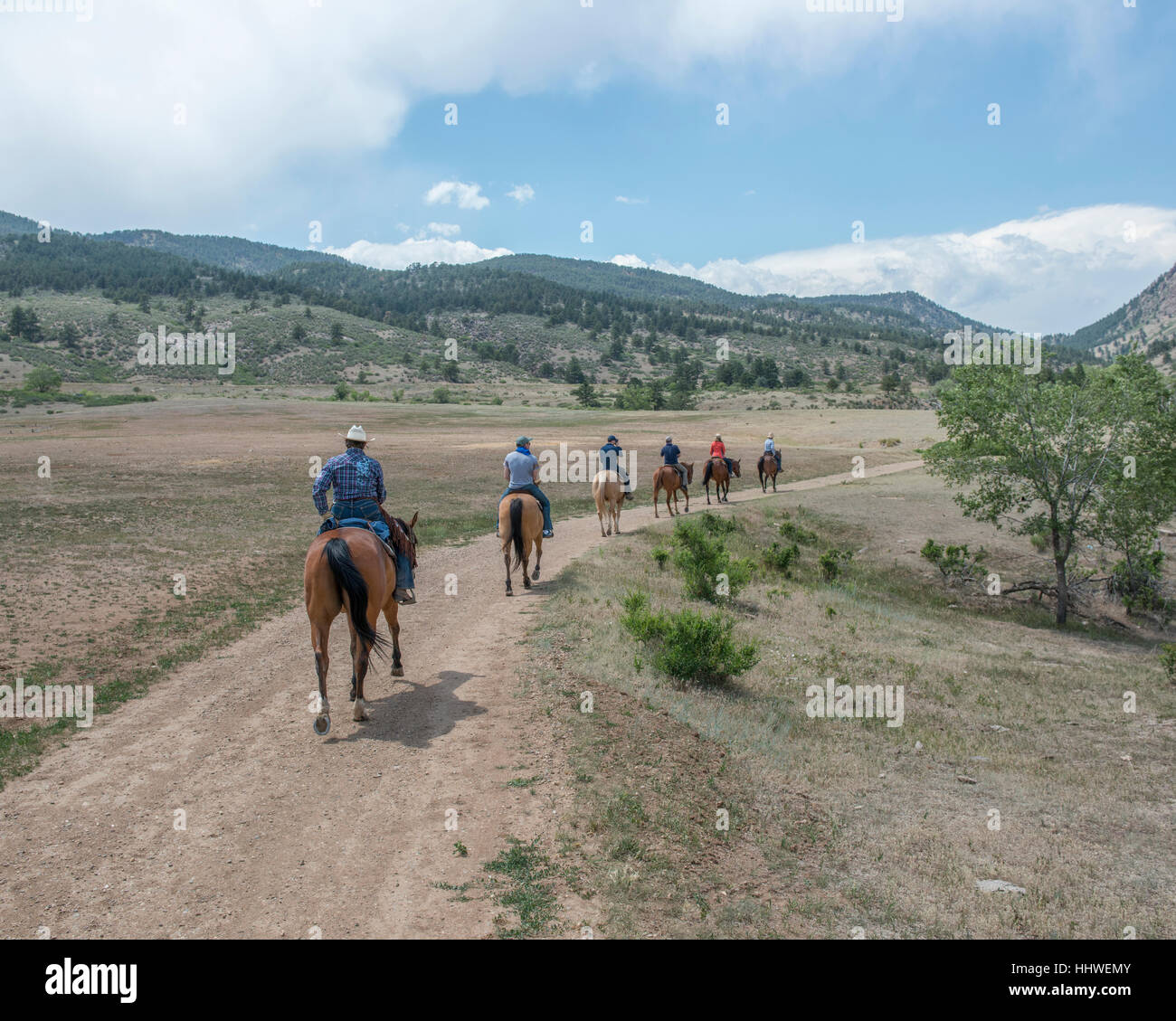 Horseback riding at the Sylvan Dale Guest Ranch. Colorado. USA Stock ...