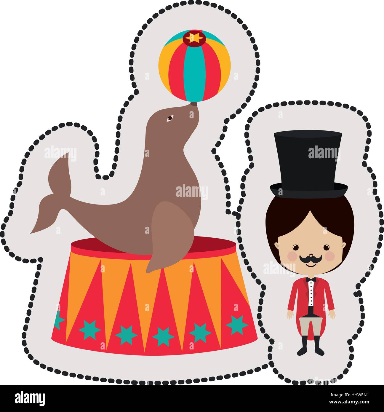 circus ceremony master with seal vector illustration Stock Vector Image ...