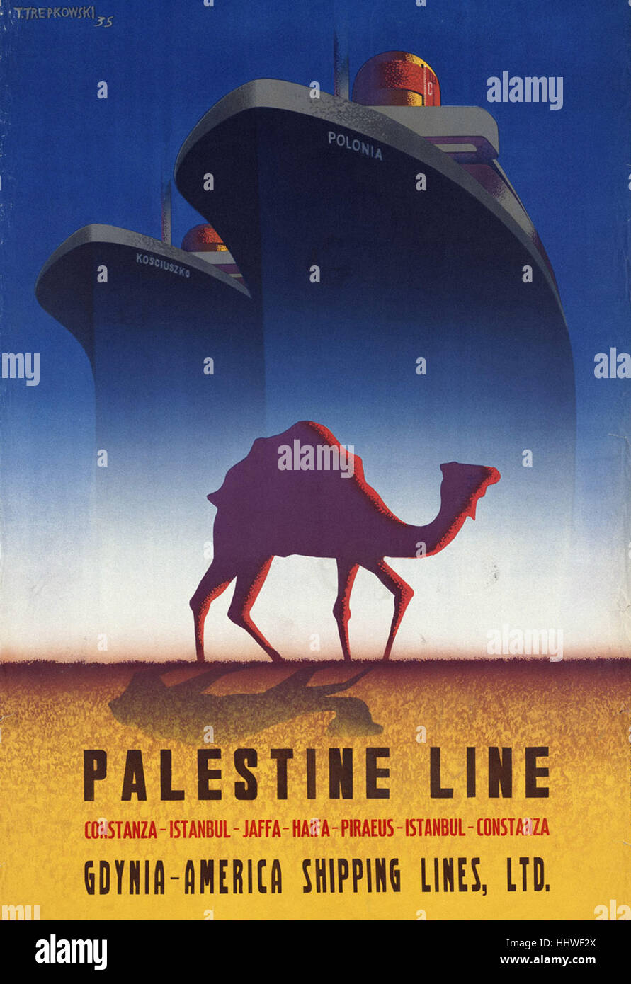Palestine Line - Vintage travel poster 1920s-1940s Stock Photo - Alamy