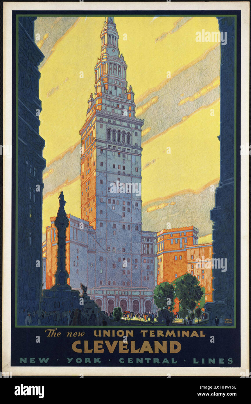 The new Union Terminal. Cleveland - Vintage travel poster 1920s-1940s ...
