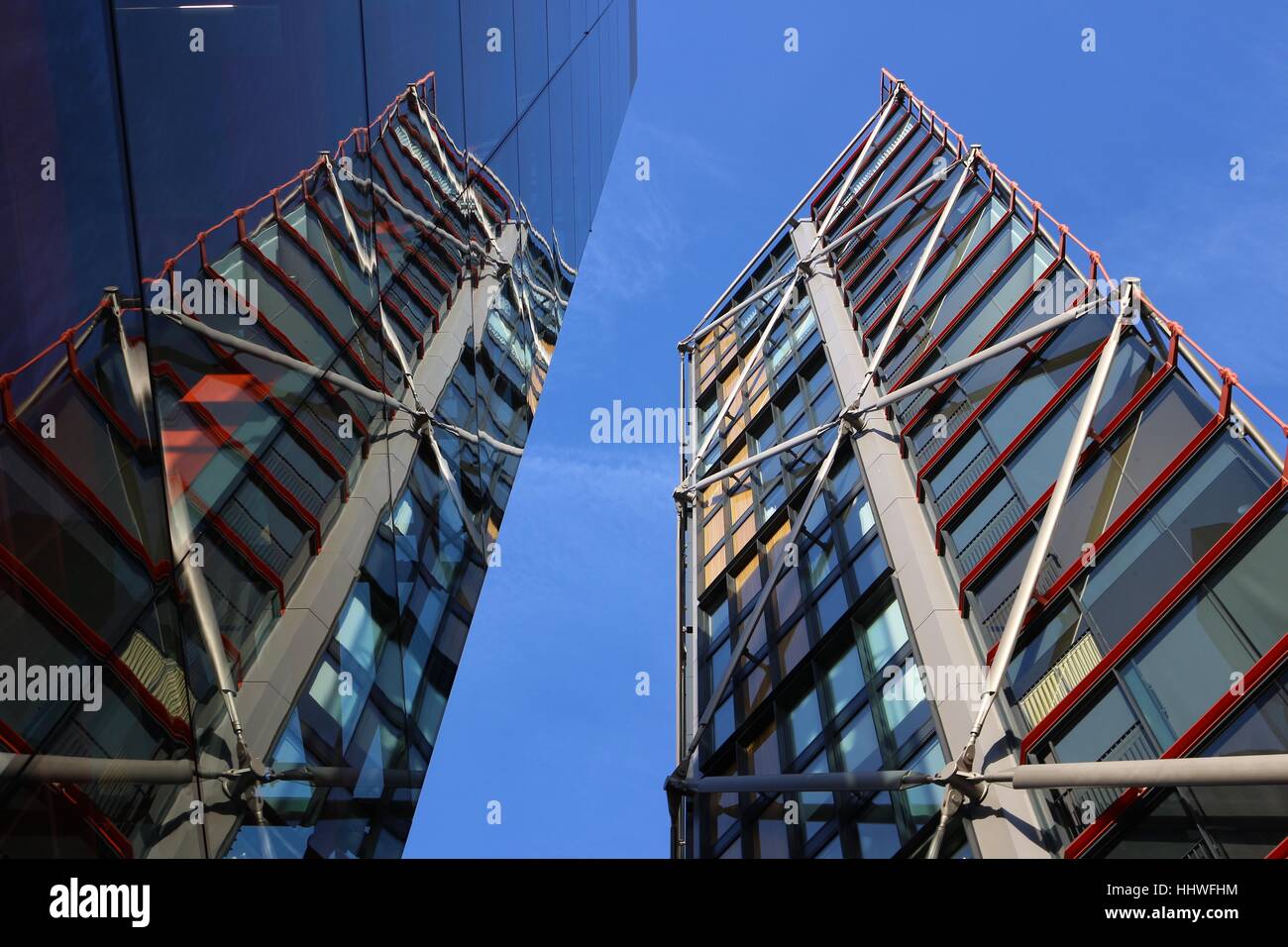 Tall glass buildings near Tate Modern in London, United Kingdom. Sunny ...