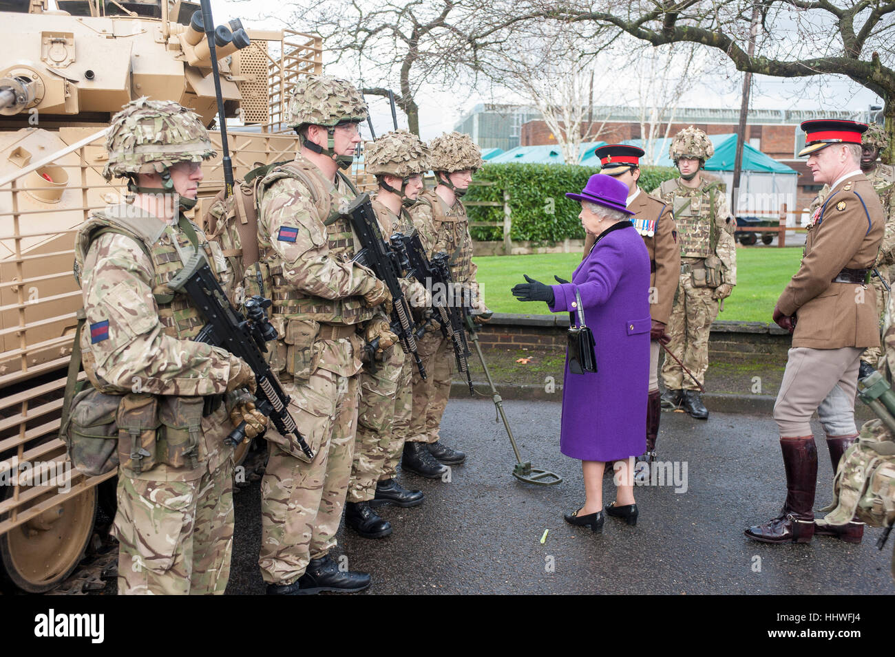 HM The Queen meeting members of the Household Cavalry at Combermere ...