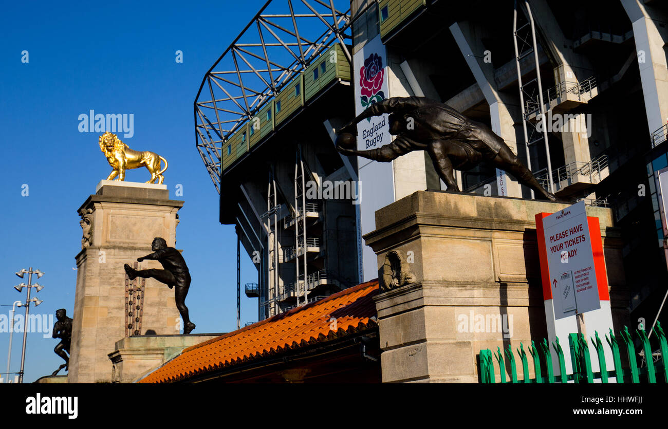 Twickenham Stadium, General View, GV, West Stand, Rose and Poppy Gates ...