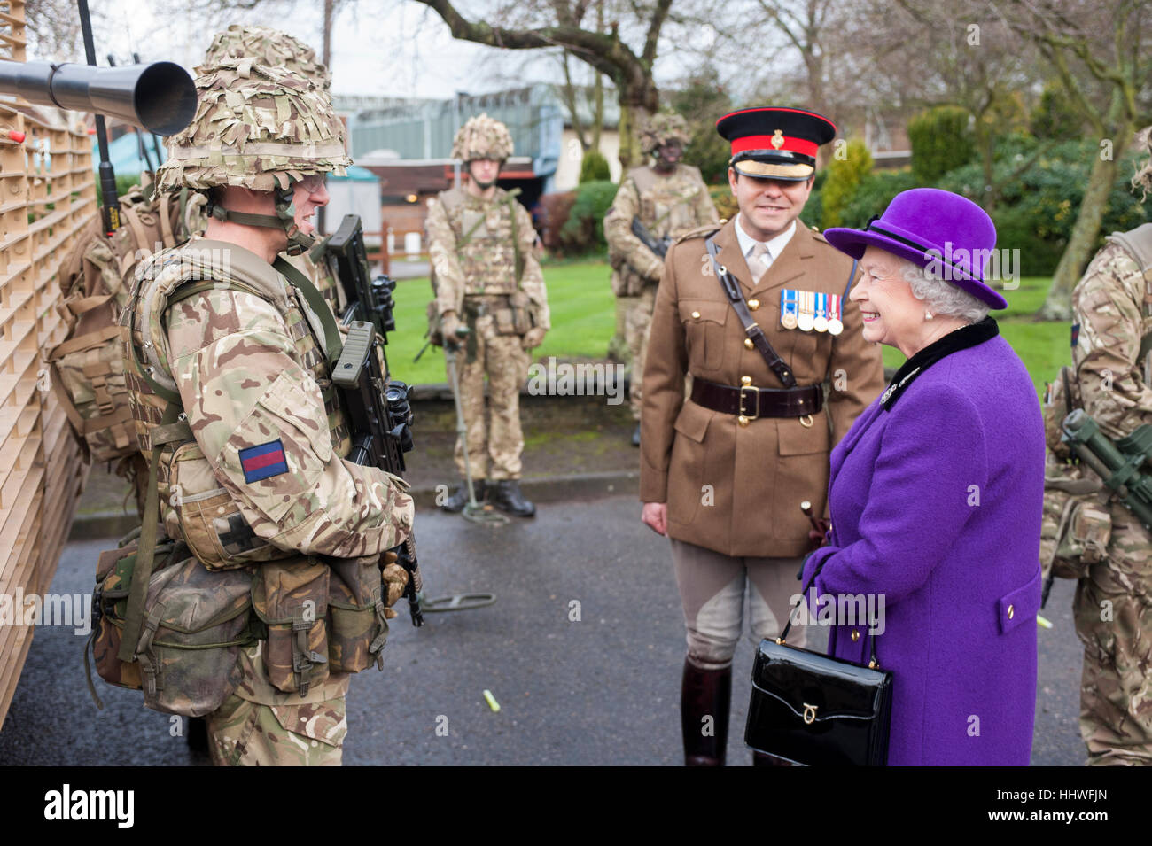 HM The Queen meeting members of the Household Cavalry at Combermere ...