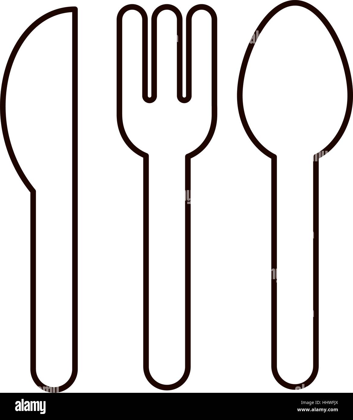 contour set collection cutlery icon flat vector illustration Stock ...