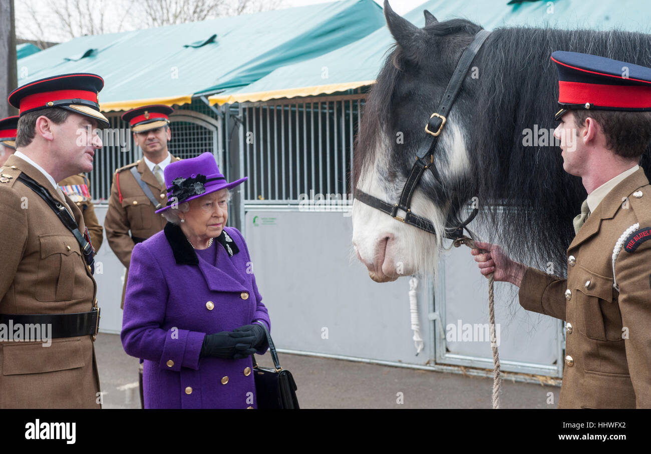 HM The Queen meeting members of the Household Cavalry at Combermere ...