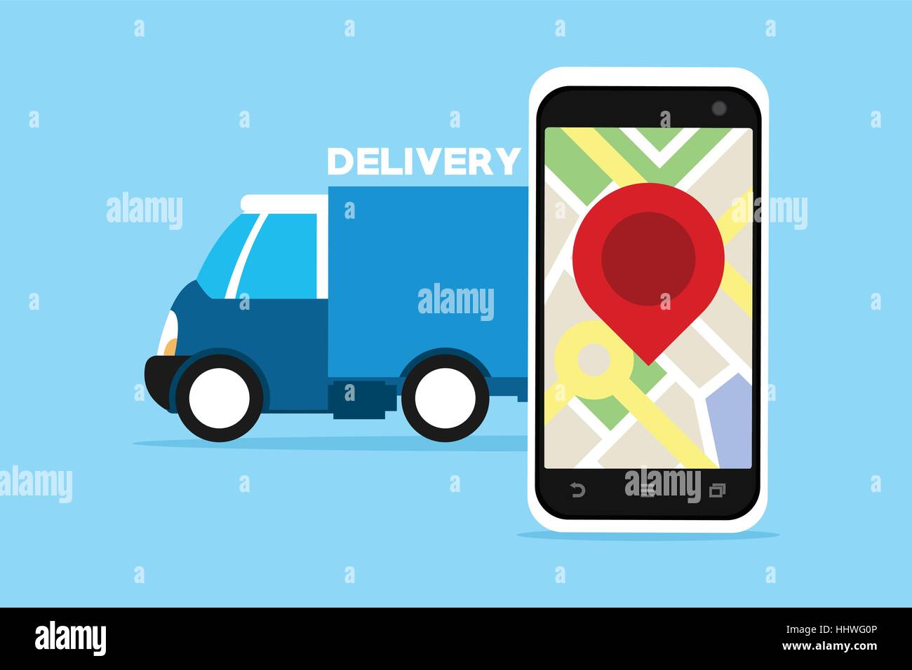 delivery service truck with gps tracking vector illustration Stock ...