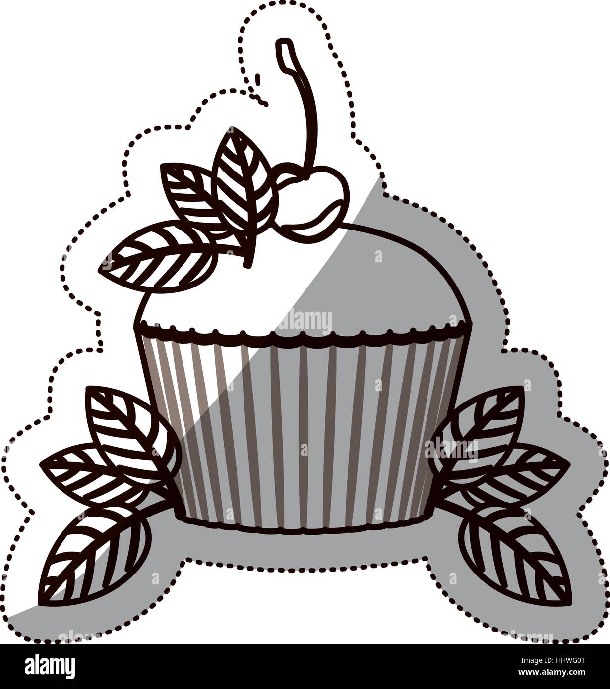 sticker medium shade of cupcake vector illustration Stock Vector Image ...
