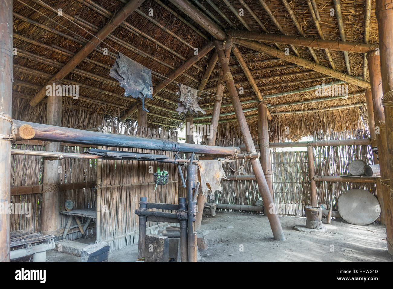 Taiwan, Alishan, Thao aboriginal village, old house interior Stock ...