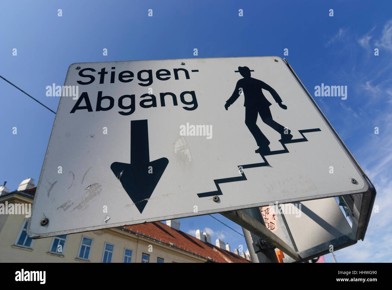 Wien, Vienna: sign Pedestrian steps, 06., Wien, Austria Stock Photo - Alamy