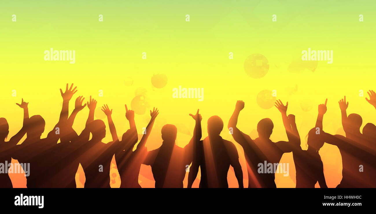Celebration Background with People Cheering and Celebrating Stock Photo ...