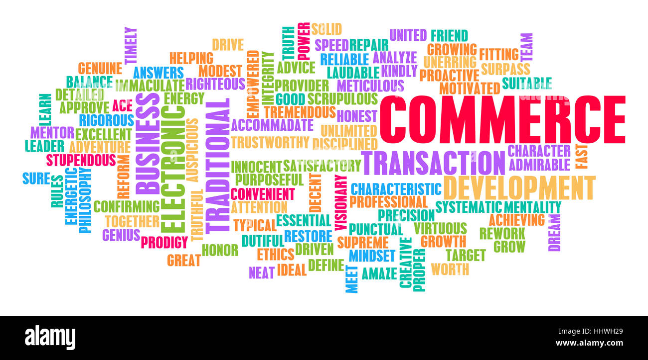 Commerce Word Cloud Concept on White Stock Photo - Alamy