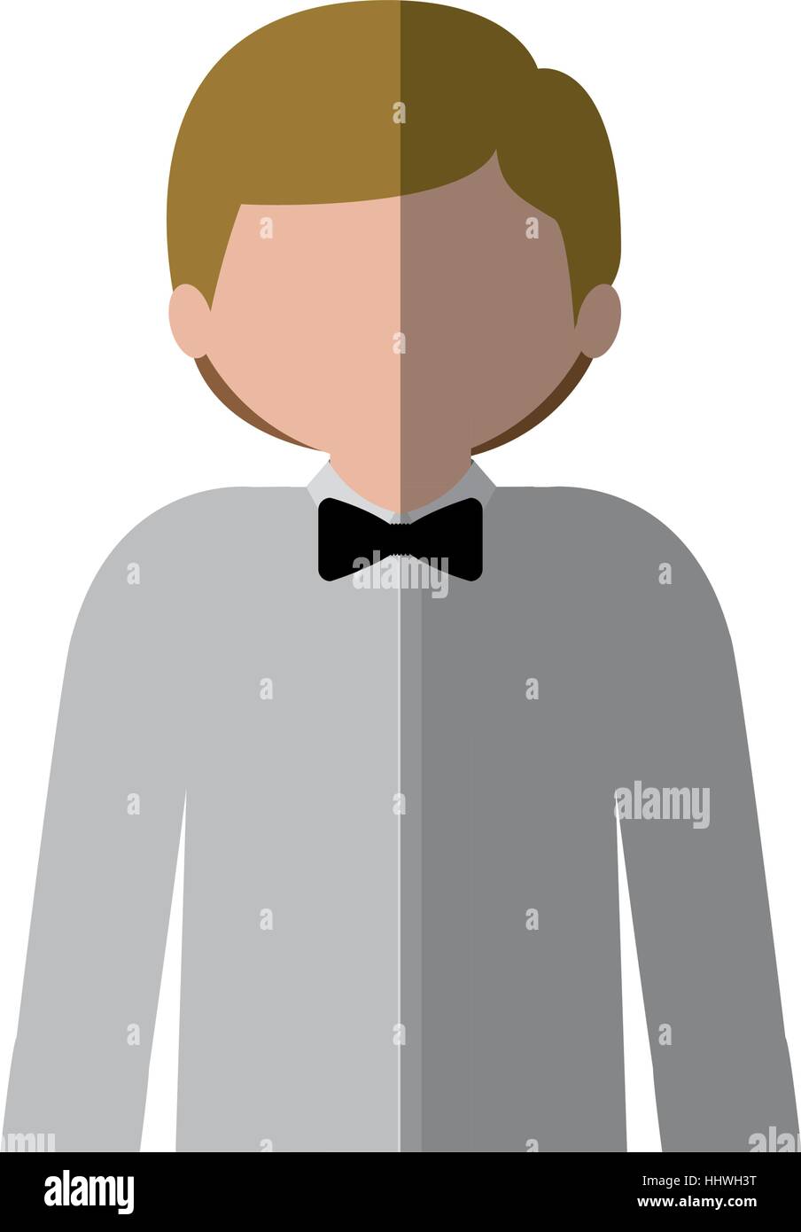 half body man with blonde hair and bow tie and middle shadow vector ...