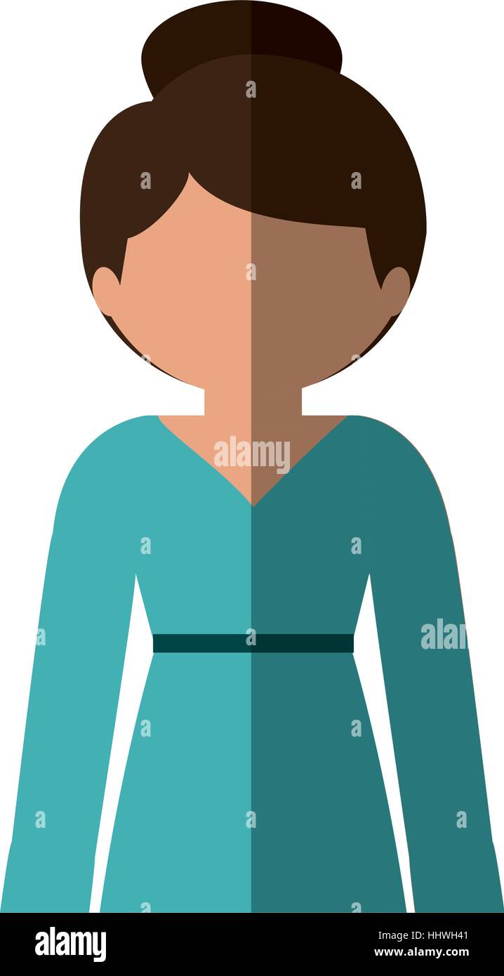 half body woman in dress with collected hair and middle shadow vector ...