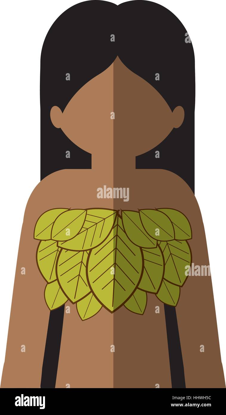 half body woman with leaves in chest and middle shadow vector ...