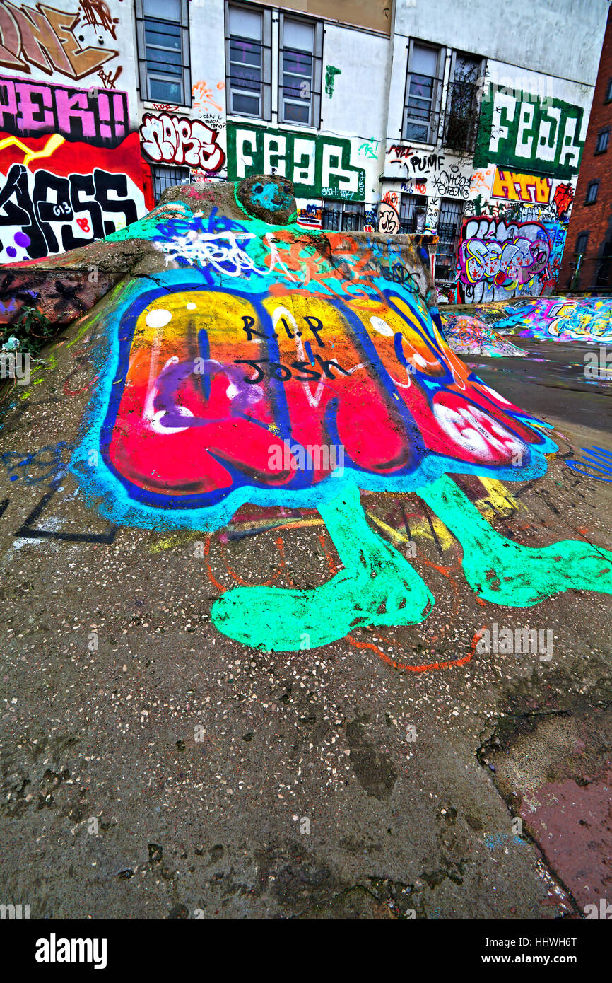 Amazing colorful graffiti in a disused skateboard park in the Baltic ...