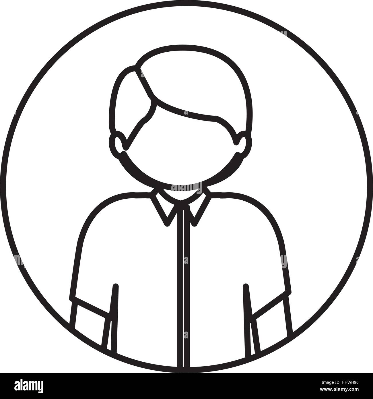 monochrome contour in circle with half body man with shirt vector ...