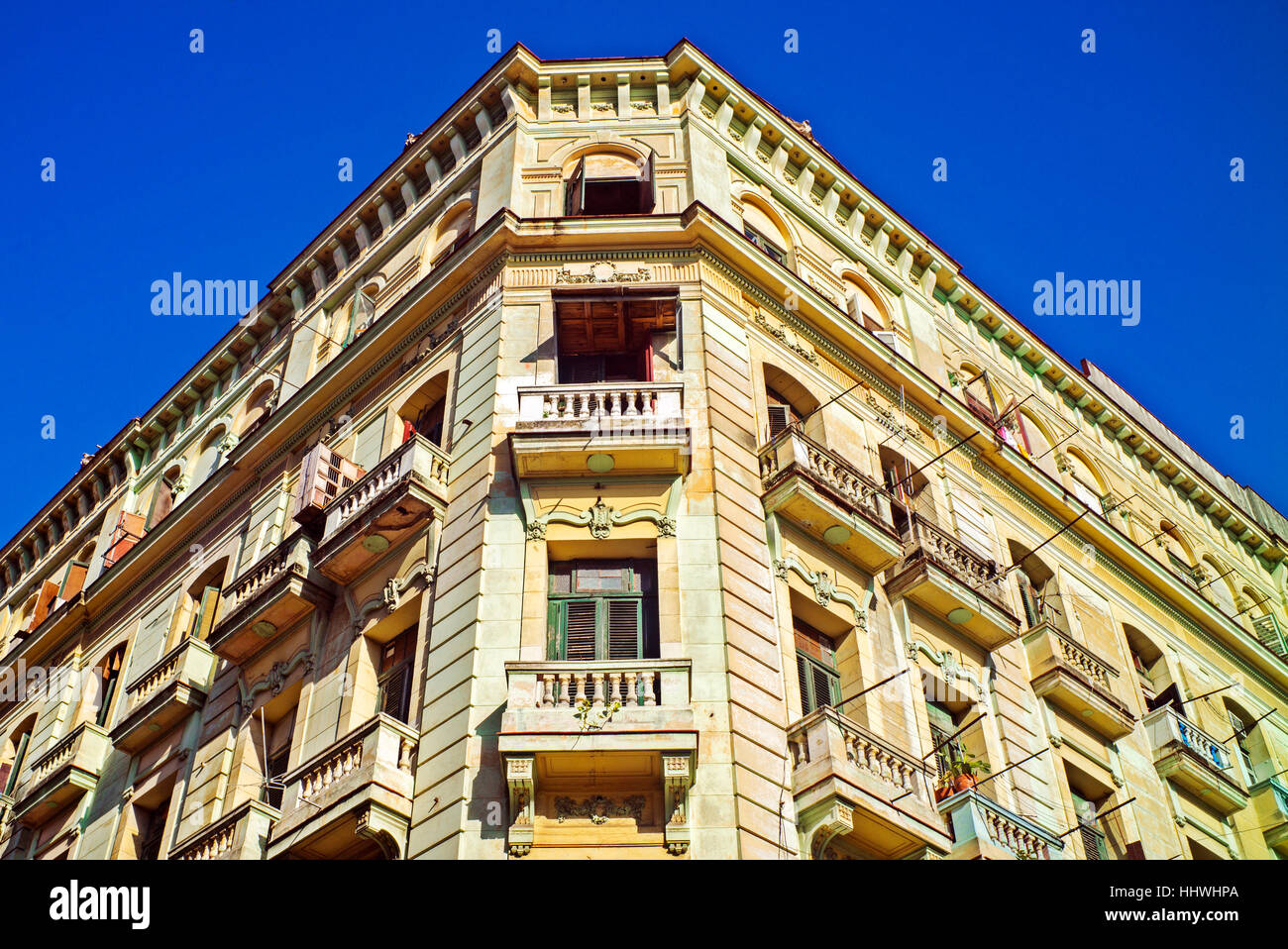 corner building restored spanish colonial architecture old havana Cuba ...