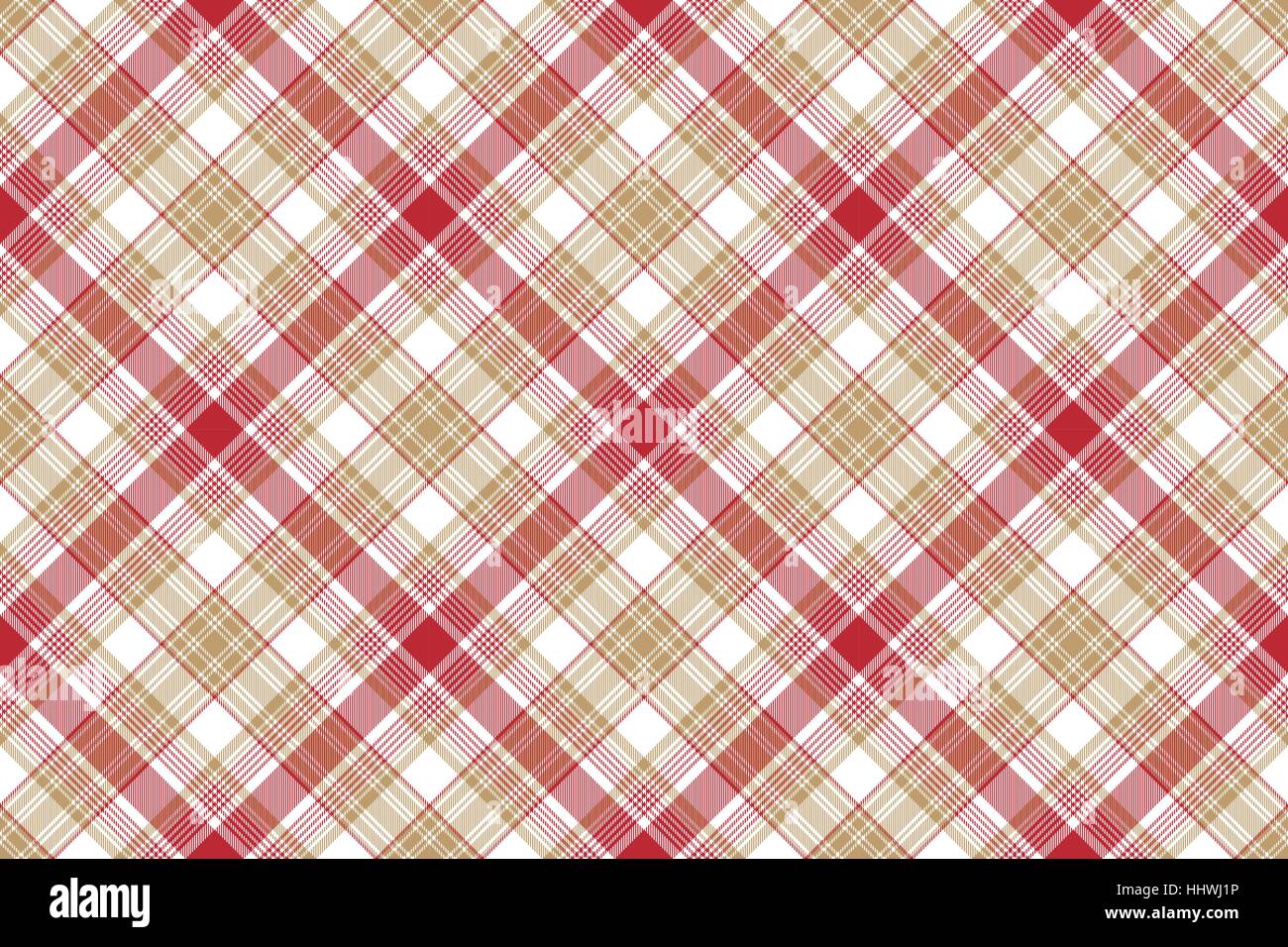 Beige red white plaid seamless background. Vector illustration Stock ...