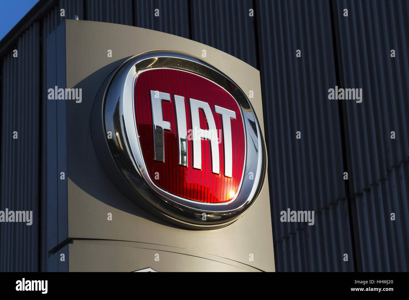 PRAGUE, CZECH REPUBLIC - JANUARY 20: Fiat group company logo on ...