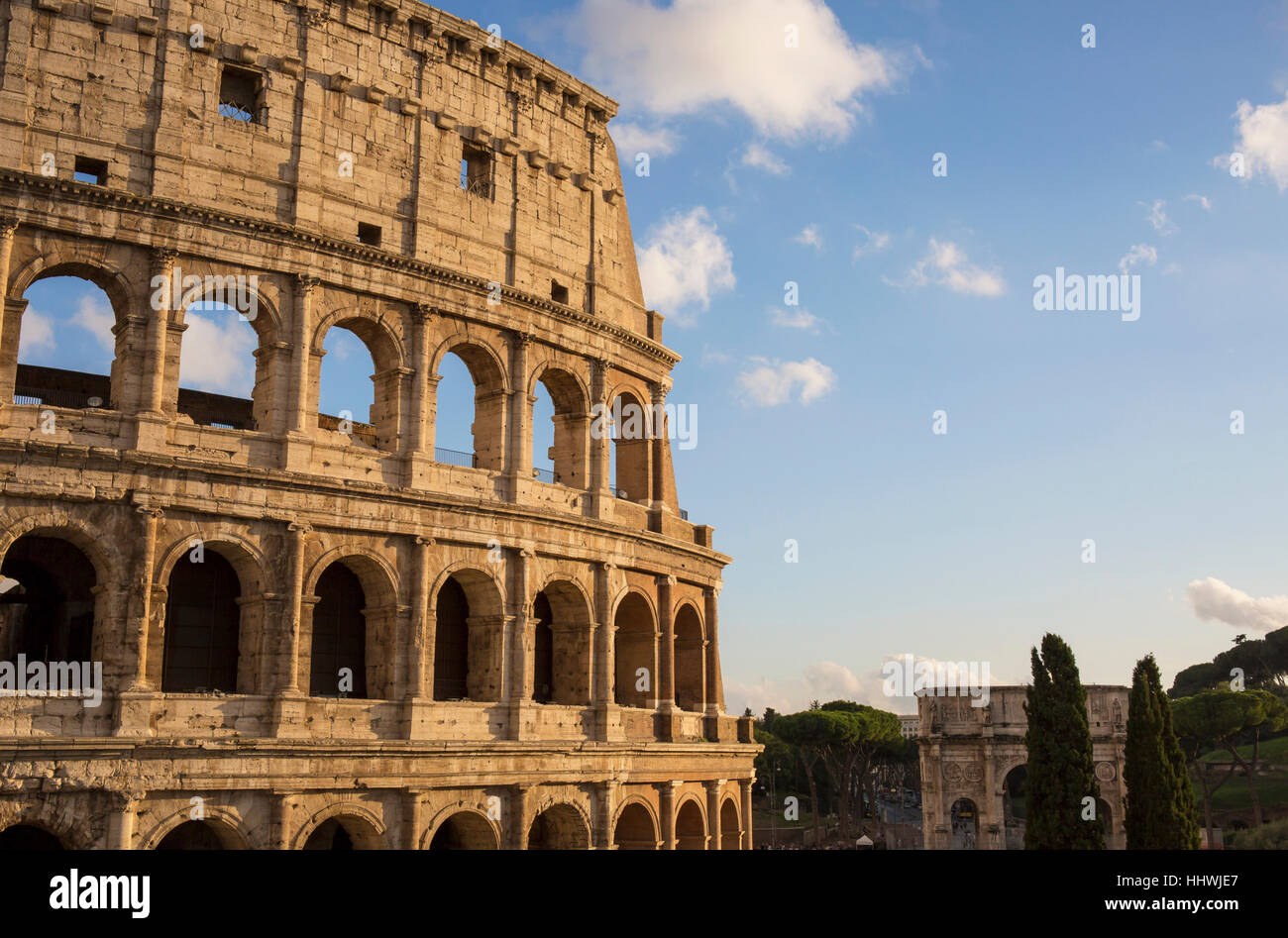 The Colosseum and the Arch of Constantine in the background, Rome ...