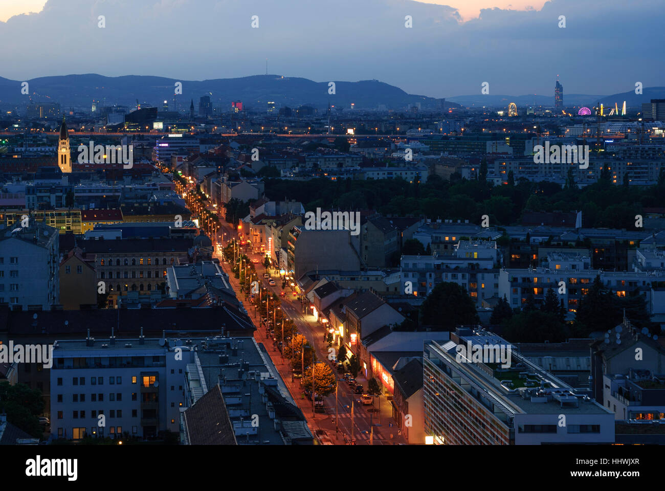 Wien, Vienna: View from highrise in Simmering to the city center, 00 ...