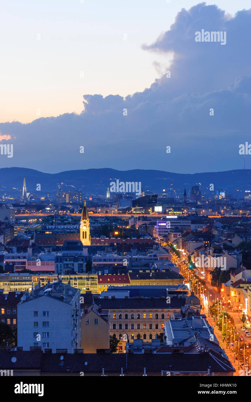 Wien, Vienna: View from highrise in Simmering to the city center, 00 ...