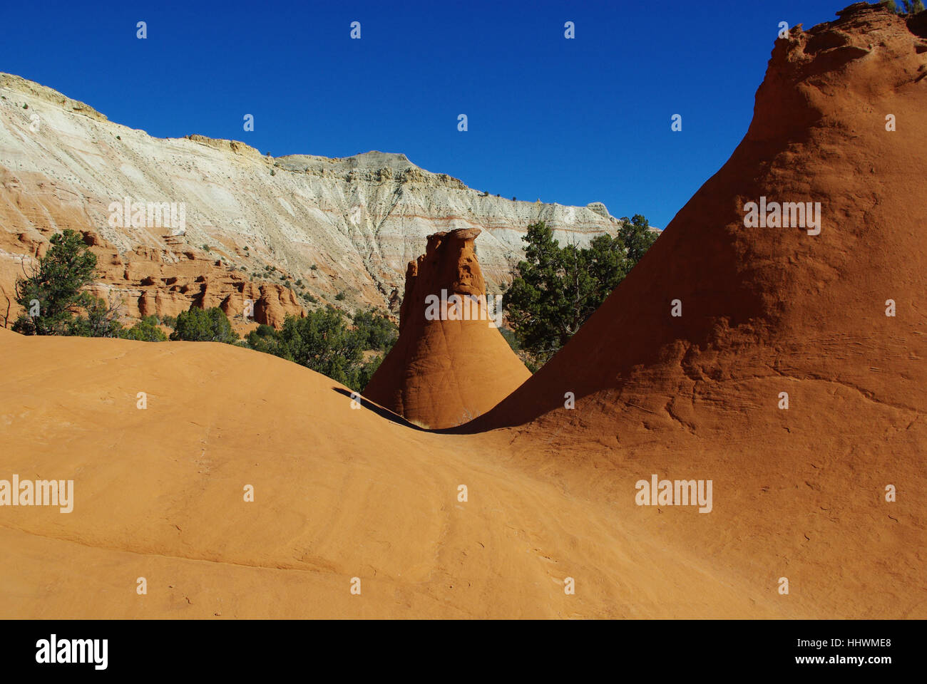 blue, tower, desert, wasteland, formation, rock, firmament, sky ...