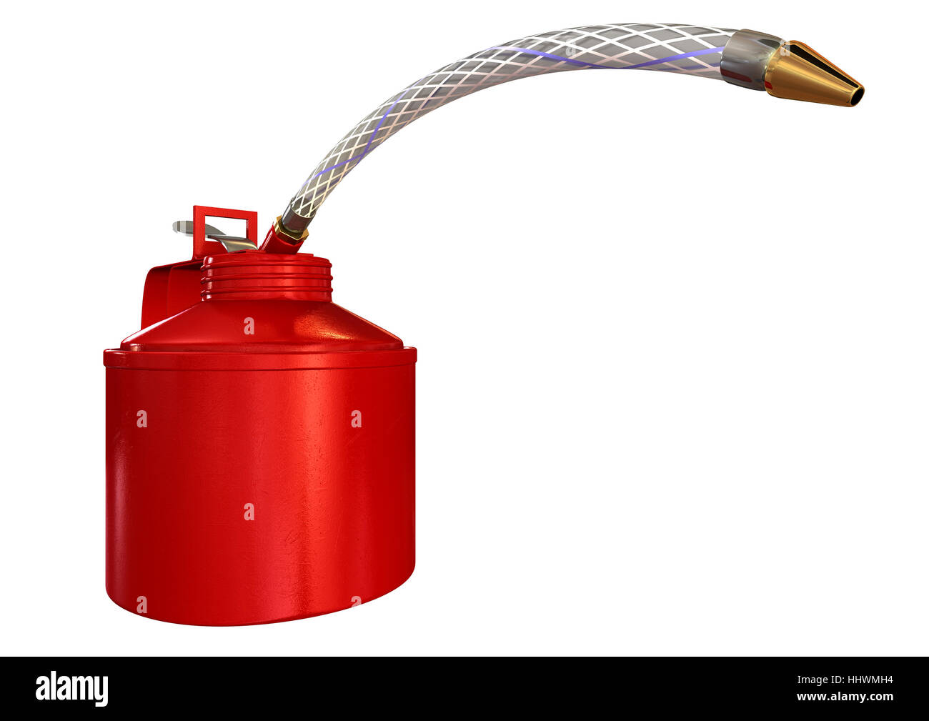 isolated, hose, container, overtime, can, dispenser, oil, red ...