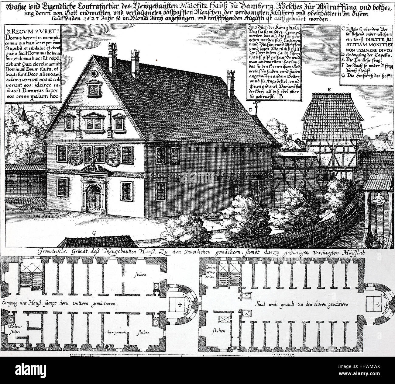 Copper engraving from the Drudenhaus, Malefizhaus, Trudenhaus, Witch ...