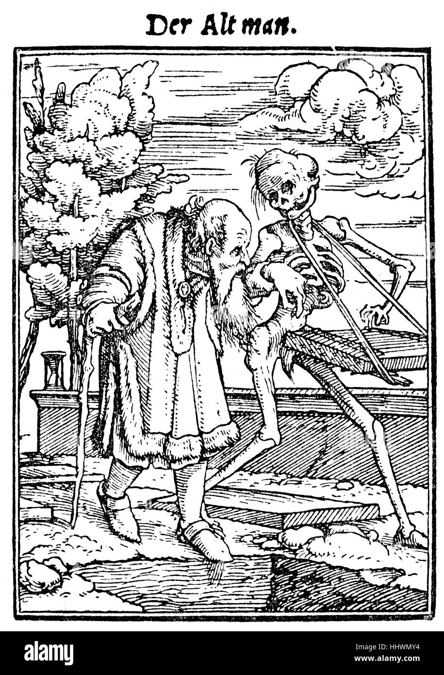 Woodcut from the totentanz by hans holbein der juengere hi-res stock ...