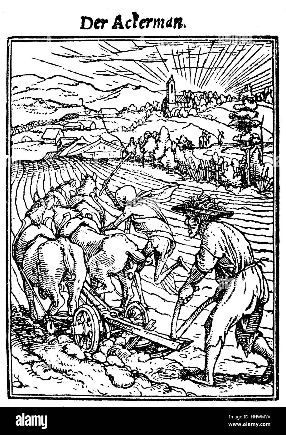 Der ackerman woodcut from totentanz hi-res stock photography and images ...